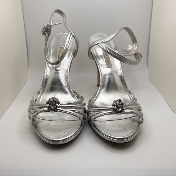 Caparros | Shoes | Y2k Caparros Silver Metallic Strappy Rhinestone ...